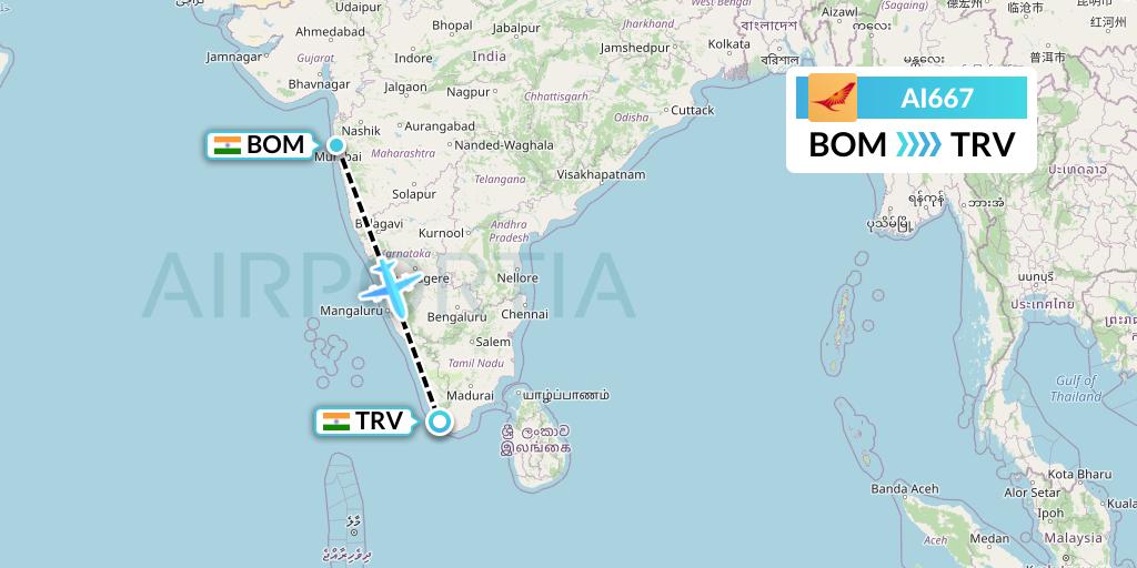 AI667 Flight Status Air India: Mumbai to Thiruvananthapuram (AIC667)