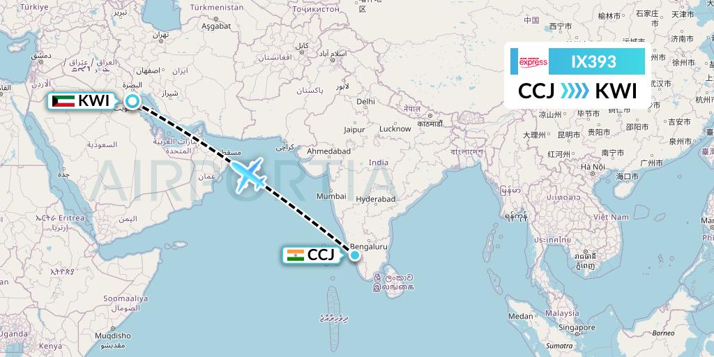IX393 Flight Status Air India Express: Kozhikode to Kuwait City (AXB393)