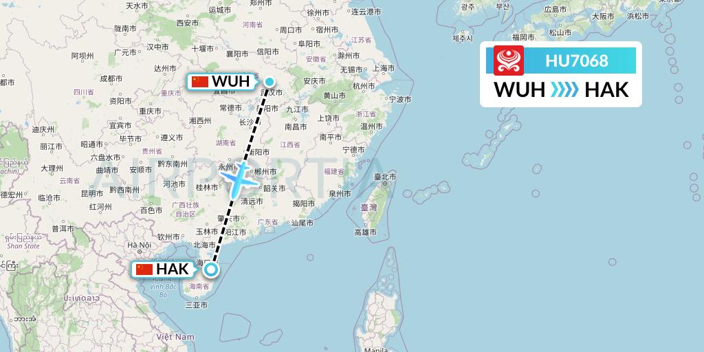 HU7068 Flight Status Hainan Airlines: Wuhan to Haikou (CHH7068)