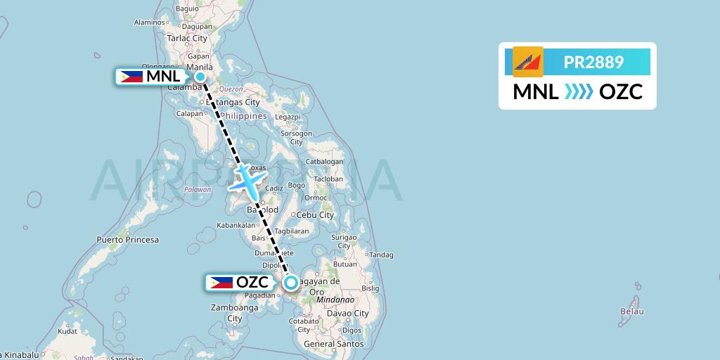 PR2889 Flight Status Philippine Airlines: Manila to Ozamiz (PAL2889)