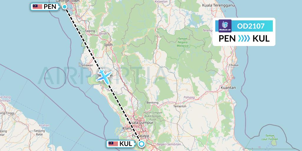 OD2107 Flight Status Batik Air Malaysia: Penang to Kuala Lumpur (MXD2107)