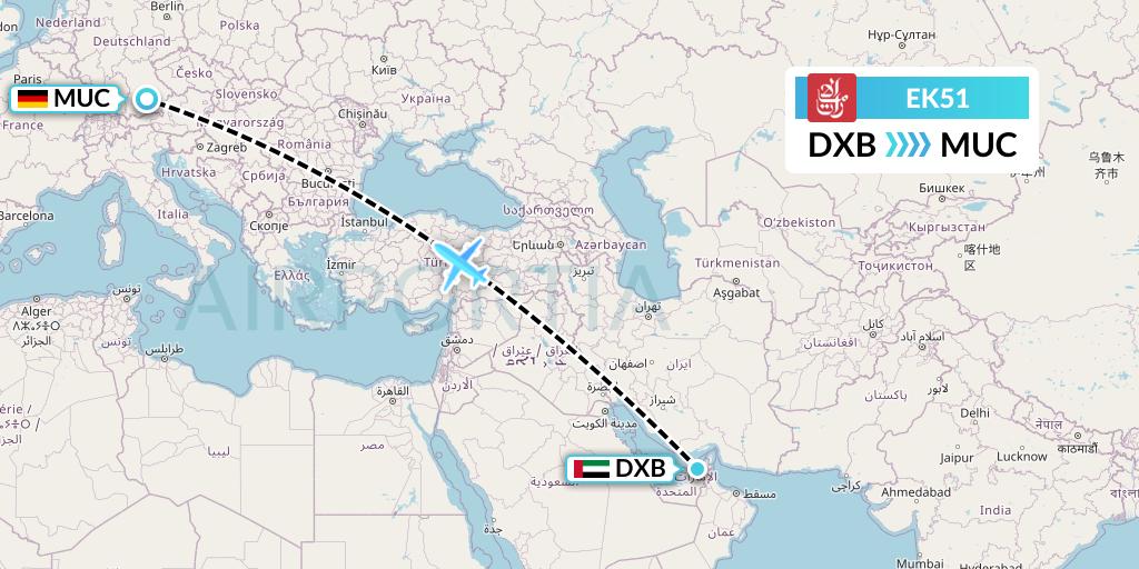 EK51 Flight Status Emirates: Dubai to Munich (UAE51)