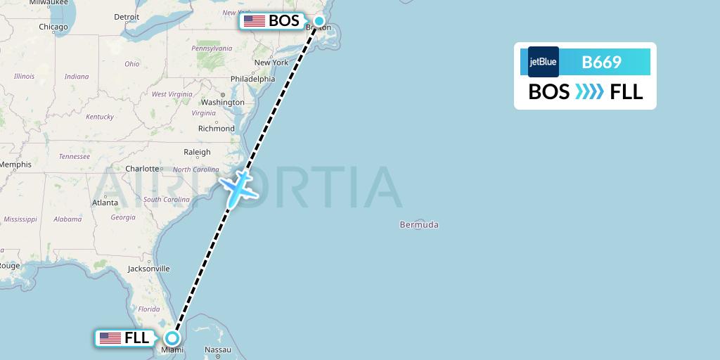 B669 Flight Status JetBlue Airways: Boston to Fort Lauderdale (JBU69)