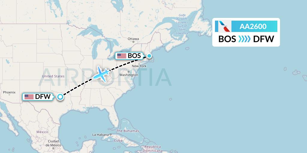 AA2600 Flight Status American Airlines: Boston to Dallas (AAL2600)