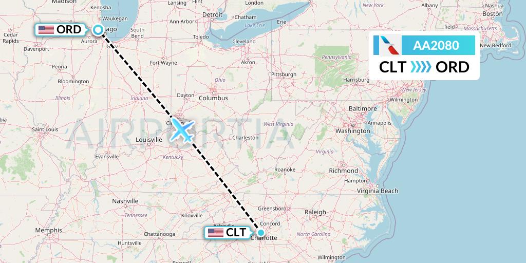 AA2080 Flight Status American Airlines: Charlotte to Chicago (AAL2080)