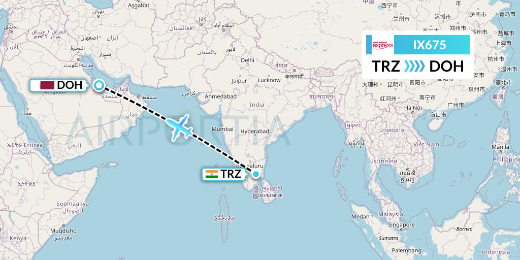 IX675 Flight Status Air India Express: Tiruchirapalli to Doha (AXB675)