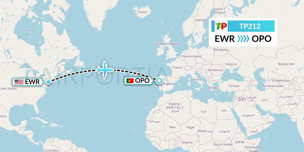 TP212 Flight Status TAP Portugal: New York to Porto (TAP212)