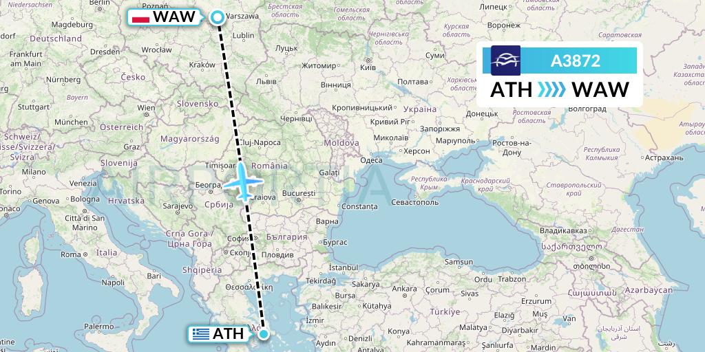 A3872 Flight Status Aegean Airlines: Athens to Warsaw (AEE872)