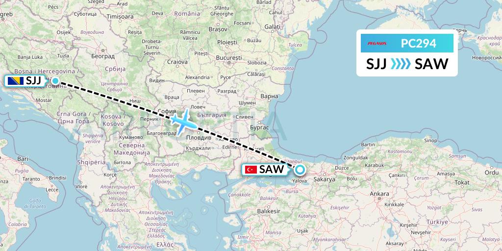 PC294 Flight Status Pegasus Airlines: Sarajevo to Istanbul (PGT294)