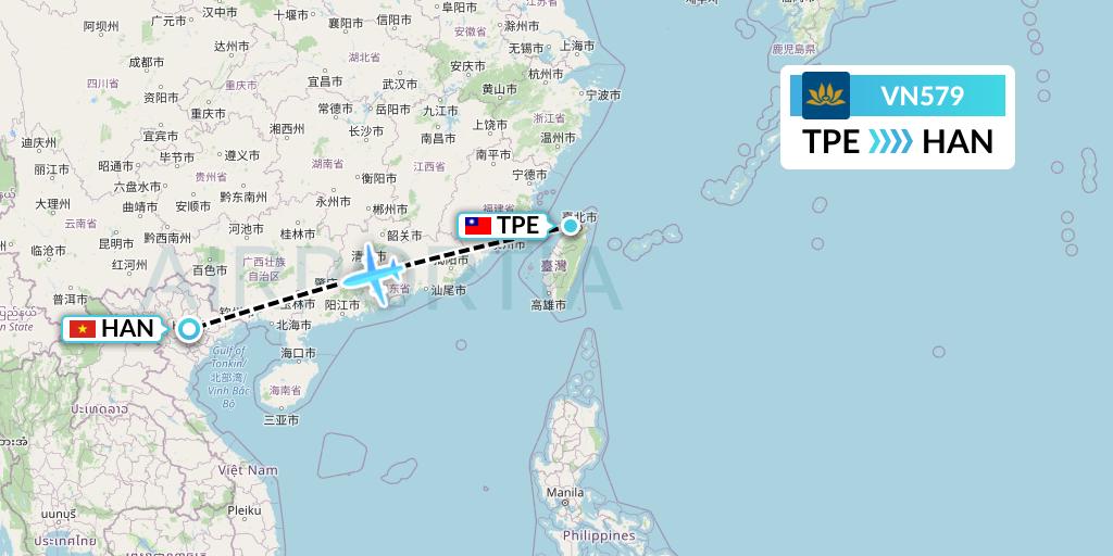 VN579 Flight Status Vietnam Airlines: Taipei to Hanoi (HVN579)