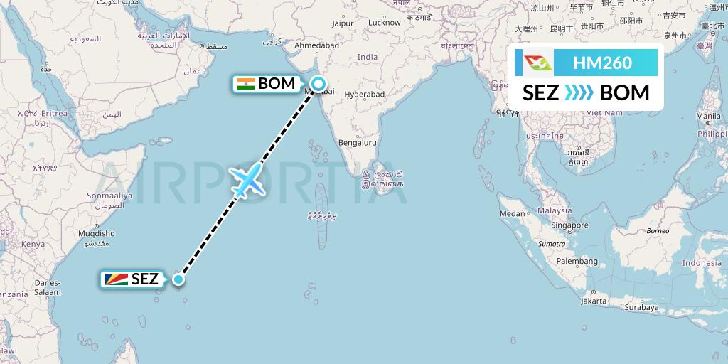 HM260 Flight Status Air Seychelles: Victoria to Mumbai (SEY260)