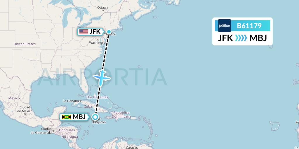 B61179 Flight Status JetBlue Airways: New York to Montego Bay (JBU1179)