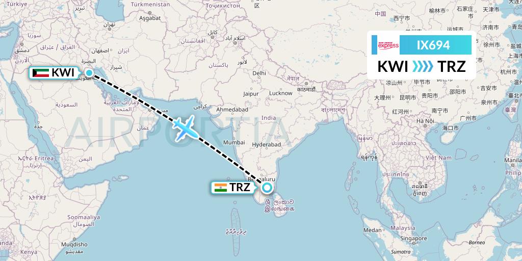 IX694 Flight Status Air India Express: Kuwait City to Tiruchirapalli ...
