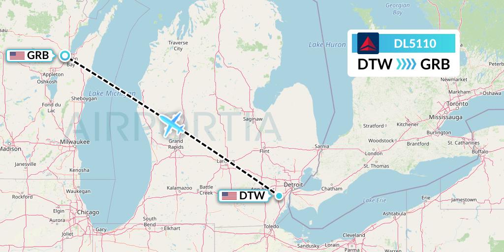 DL5110 Flight Status Delta Air Lines: Detroit to Green Bay (DAL5110)