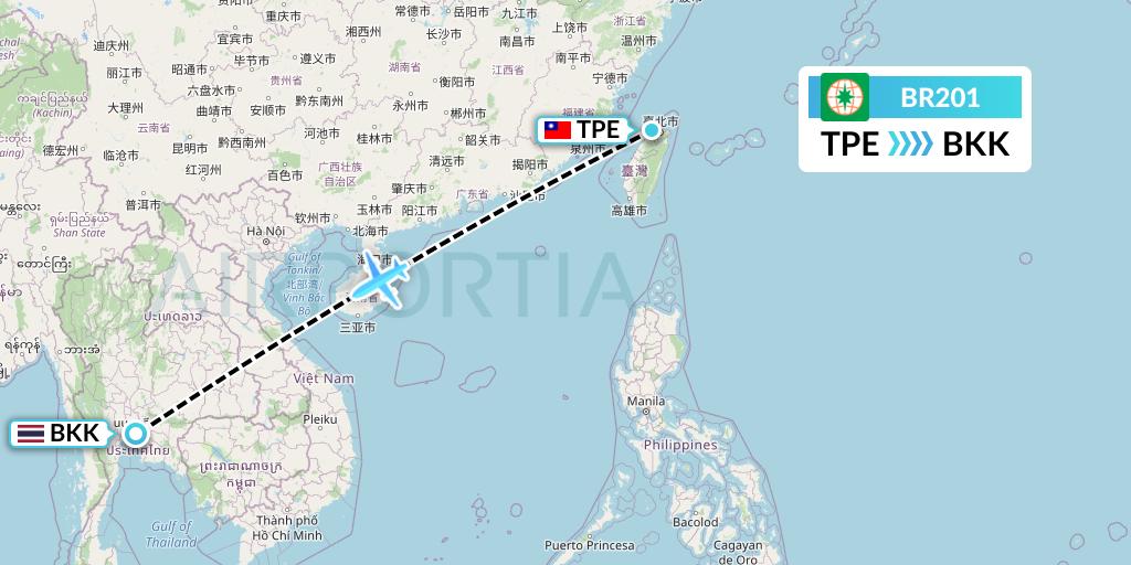 BR201 Flight Status EVA Air: Taipei to Bangkok (EVA201)