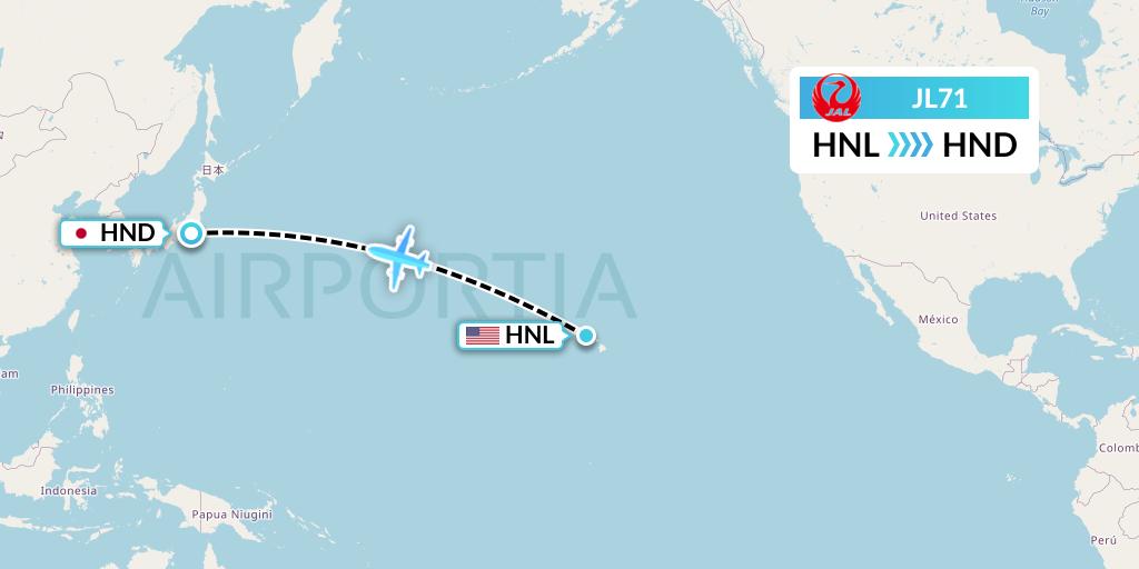 JL71 Flight Status Japan Airlines: Honolulu to Tokyo (JAL71)