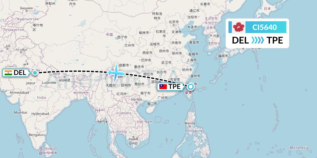 CI5640 Flight Status China Airlines: Delhi to Taipei (CAL5640)