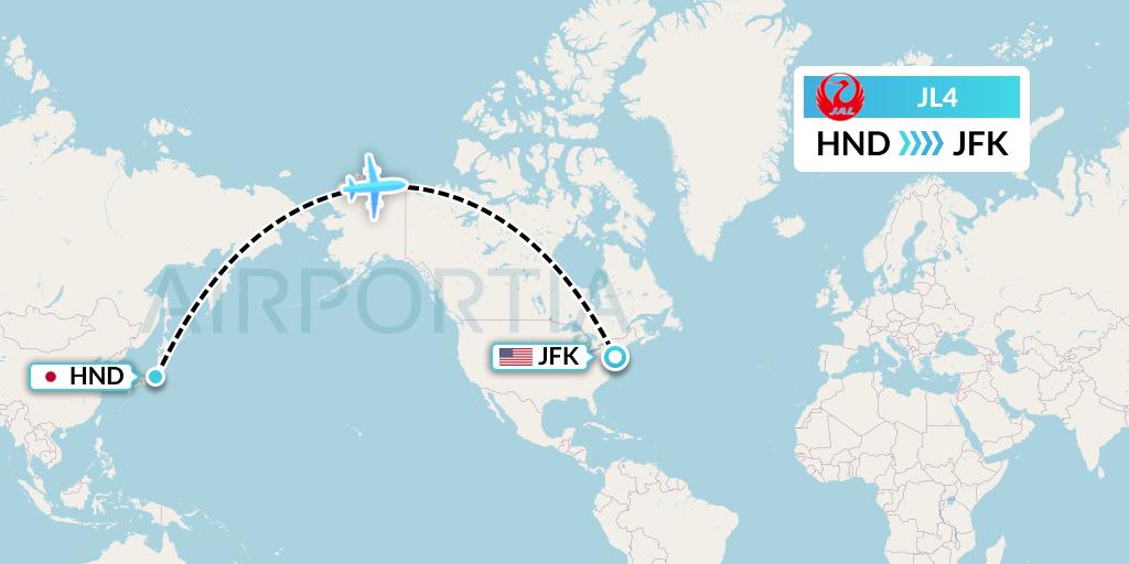 JL4 Flight Status Japan Airlines: Tokyo to New York (JAL4)
