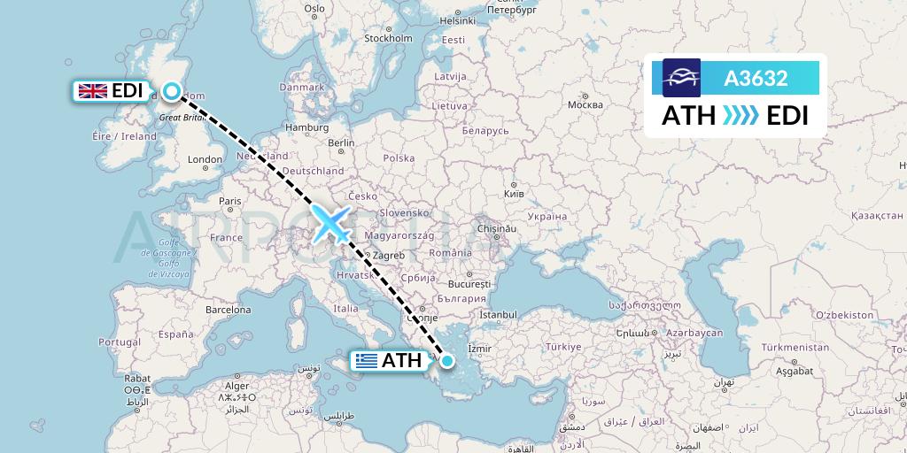 A3632 Flight Status Aegean Airlines: Athens to Edinburgh (AEE632)