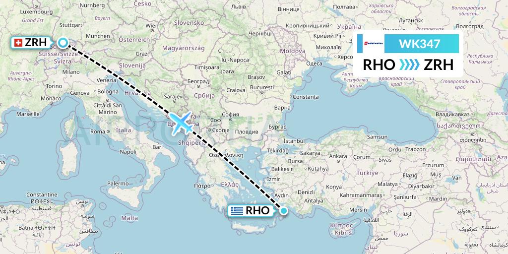 WK347 Flight Status Edelweiss Air: Rhodes to Zurich (EDW347)