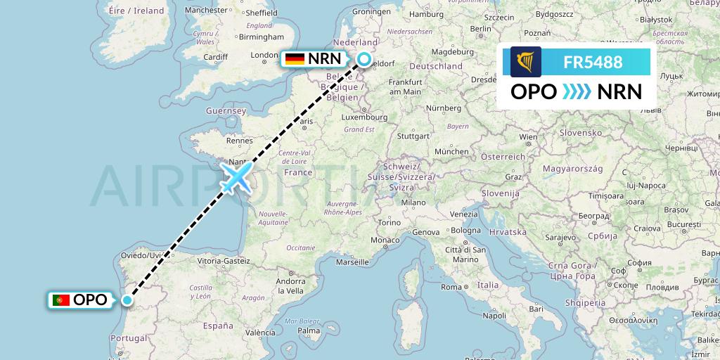 FR5488 Flight Status Ryanair: Porto to Weeze (RYR5488)