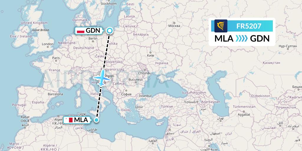 FR5207 Flight Status Ryanair: Malta to Gdansk (RYR5207)