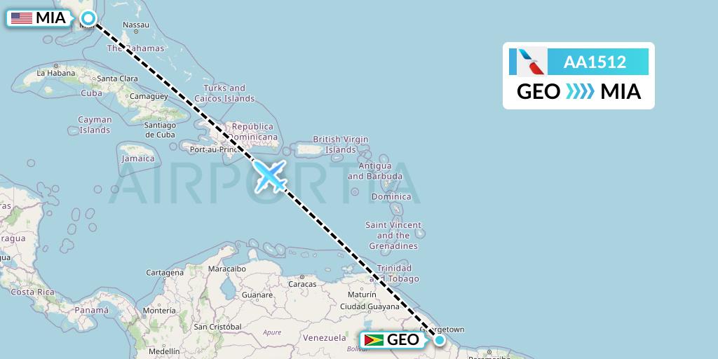 AA1512 Flight Status American Airlines: Georgetown to Miami (AAL1512)