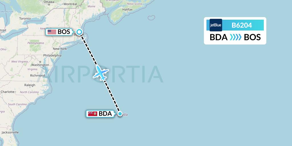 B6204 Flight Status JetBlue Airways: Bermuda to Boston (JBU204)
