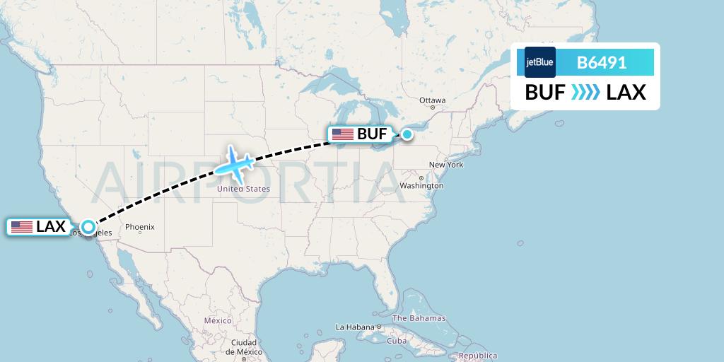 B6491 Flight Status JetBlue Airways: Buffalo to Los Angeles (JBU491)