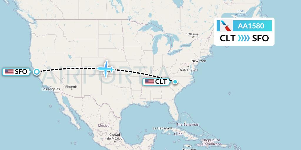 AA1580 Flight Status American Airlines: Charlotte to San Francisco ...
