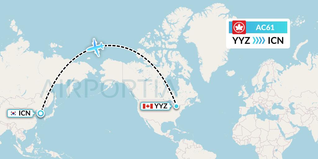 AC61 Flight Status Air Canada: Toronto to Seoul (ACA61)