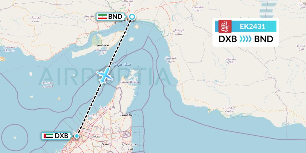 EK2431 Flight Status Emirates: Dubai to Bandar Abbas (UAE2431)