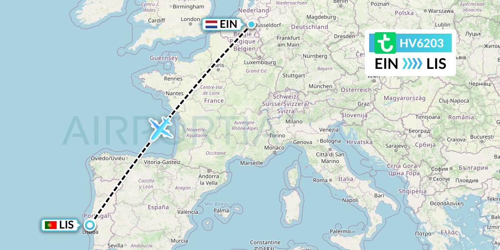HV6203 Flight Status Transavia: Eindhoven to Lisbon (TRA6203)
