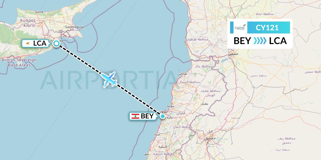CY121 Flight Status Cyprus Airways: Beirut to Larnaca (CYP121)