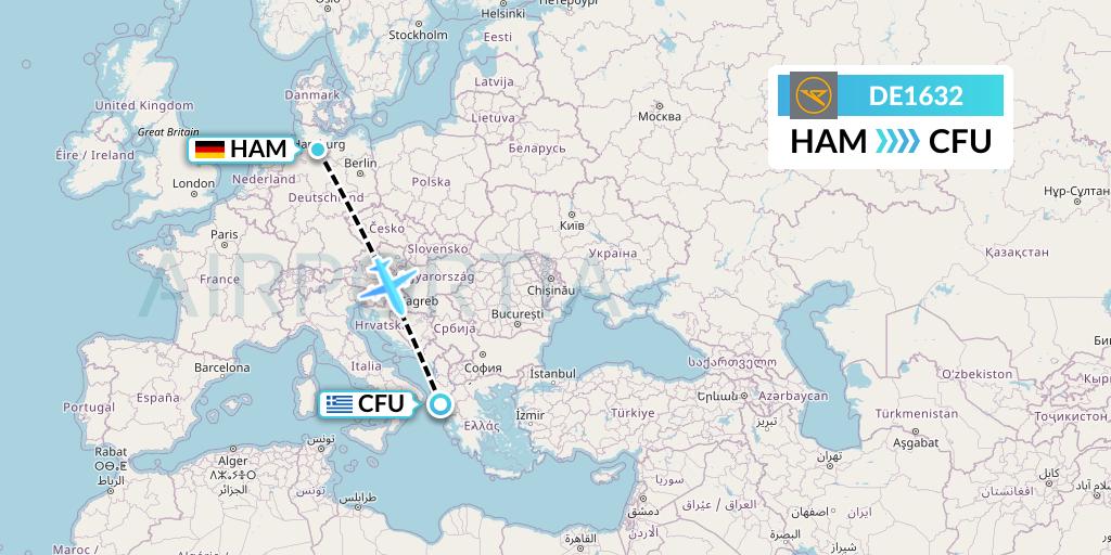 DE1632 Flight Status Condor: Hamburg to Corfu (CFG1632)