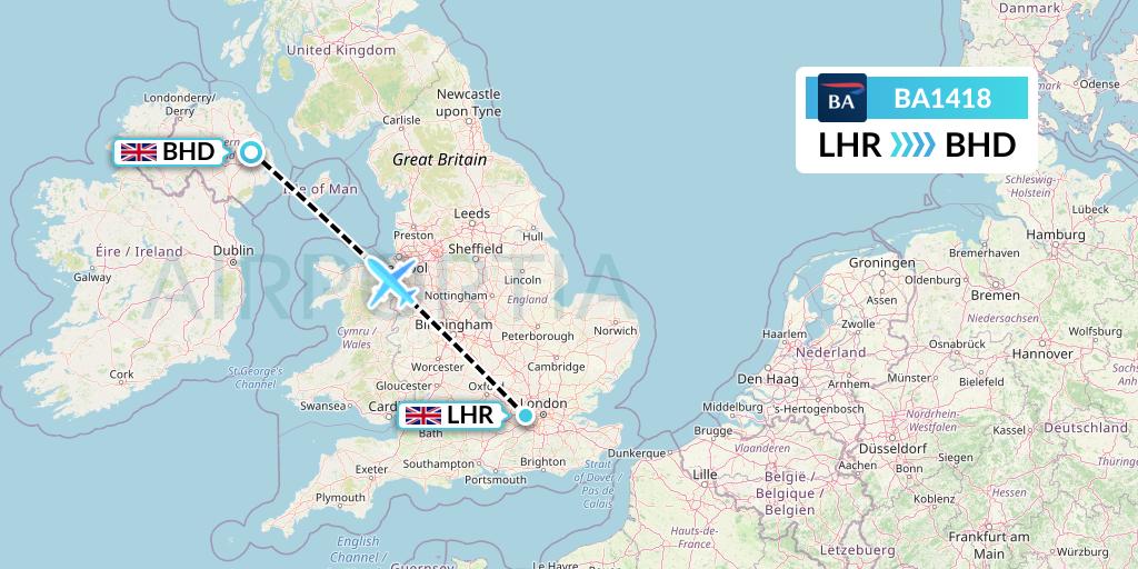 BA1418 Flight Status British Airways: London to Belfast (BAW1418)