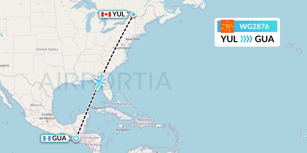 WG2876 Flight Status Sunwing Airlines: Montreal to Guatemala City (SWG2876)