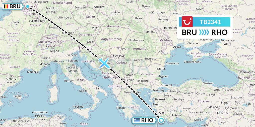 TB2341 Flight Status TUI fly Belgium: Brussels to Rhodes (JAF2341)