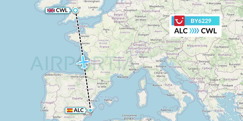 BY6229 Flight Status TUI Airways: Alicante to Cardiff (TOM6229)
