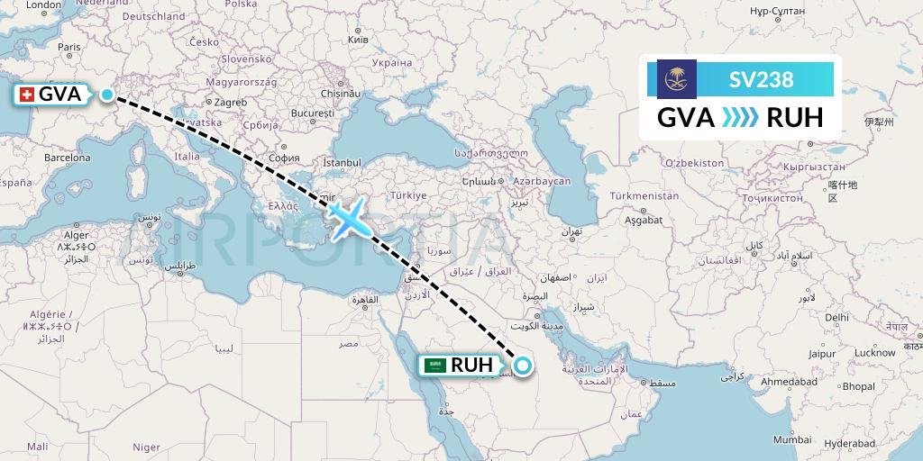 SV238 Flight Status Saudi Arabian Airlines: Geneva to Riyadh (SVA238)