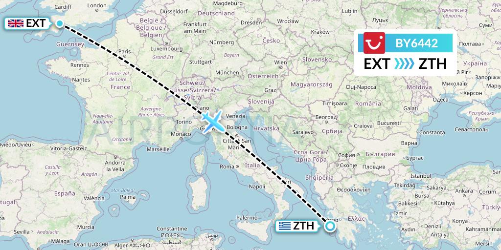 BY6442 Flight Status TUI Airways: Exeter to Zakynthos (TOM6442)