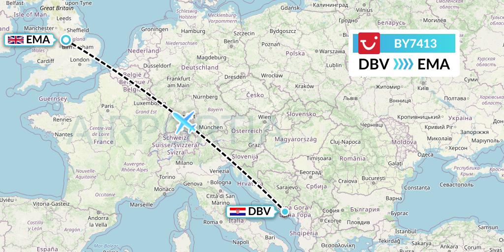 BY7413 Flight Status TUI Airways: Dubrovnik to East Midlands (TOM7413)