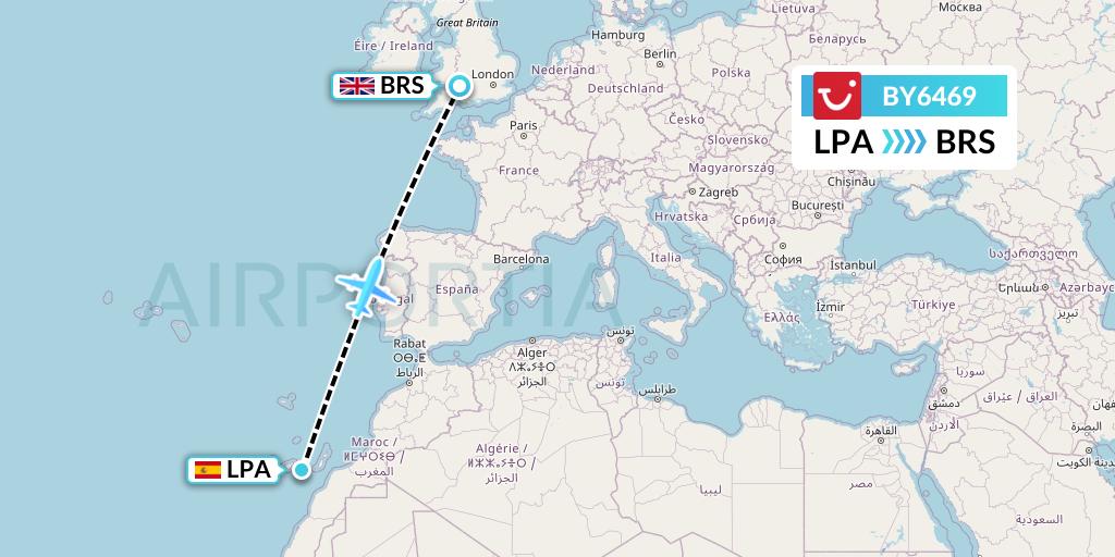 BY6469 Flight Status TUI Airways: Las Palmas to Bristol (TOM6469)