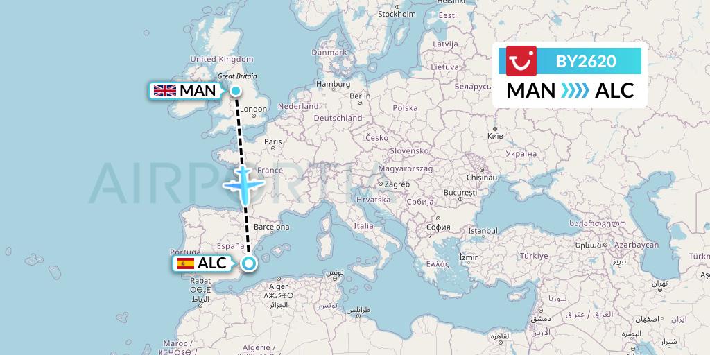 BY2620 Flight Status TUI Airways: Manchester to Alicante (TOM2620)
