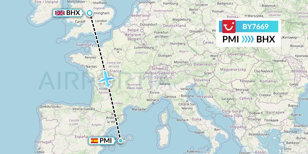 BY7669 Flight Status TUI Airways: Palma de Mallorca to Birmingham (TOM7669)