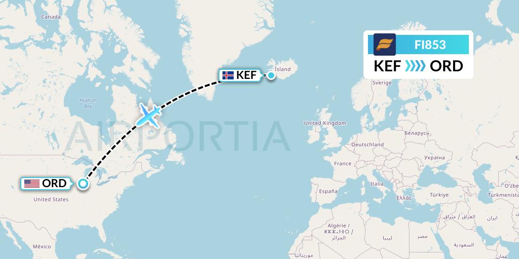 FI853 Flight Status Icelandair: Reykjavik to Chicago (ICE853)