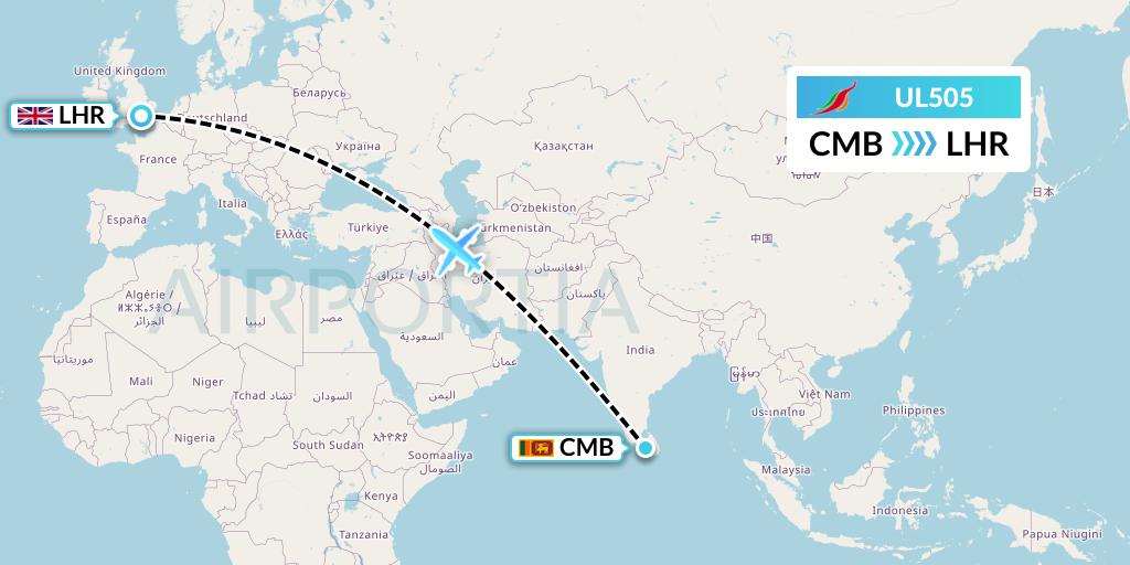 UL505 Flight Status SriLankan Airlines: Colombo to London (ALK505)
