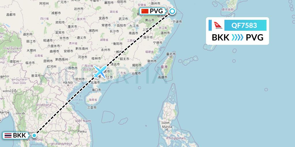 QF7583 Flight Status Qantas: Bangkok to Shanghai (QFA7583)