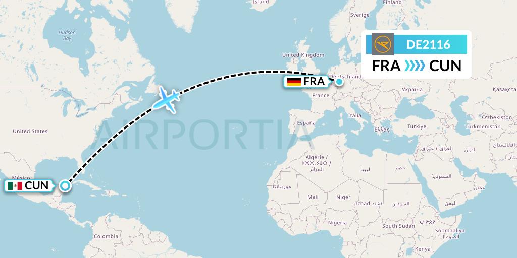 DE2116 Flight Status Condor: Frankfurt to Cancun (CFG2116)