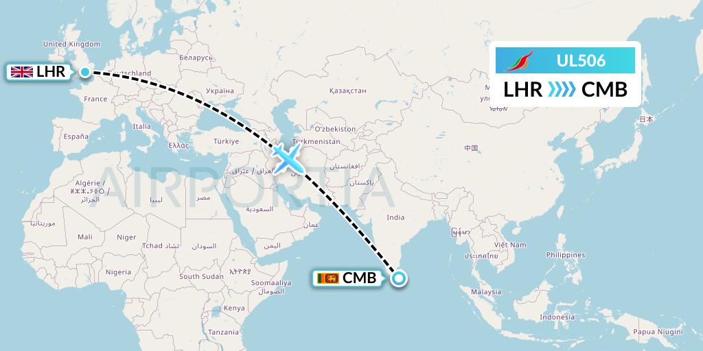 UL506 Flight Status SriLankan Airlines: London to Colombo (ALK506)